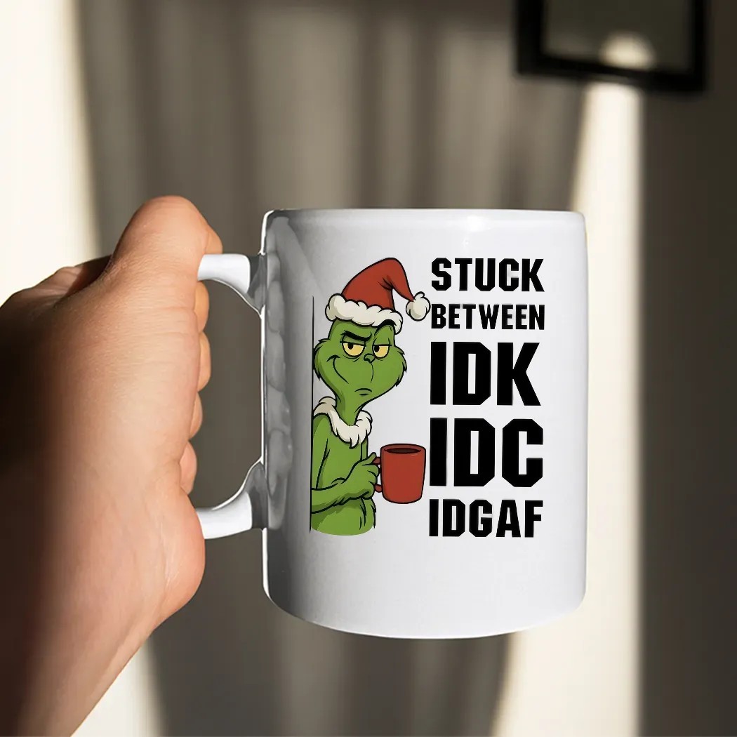 Grinch Stuck Between Idk Idc Idgaf Christmas Meme T Shirt ...