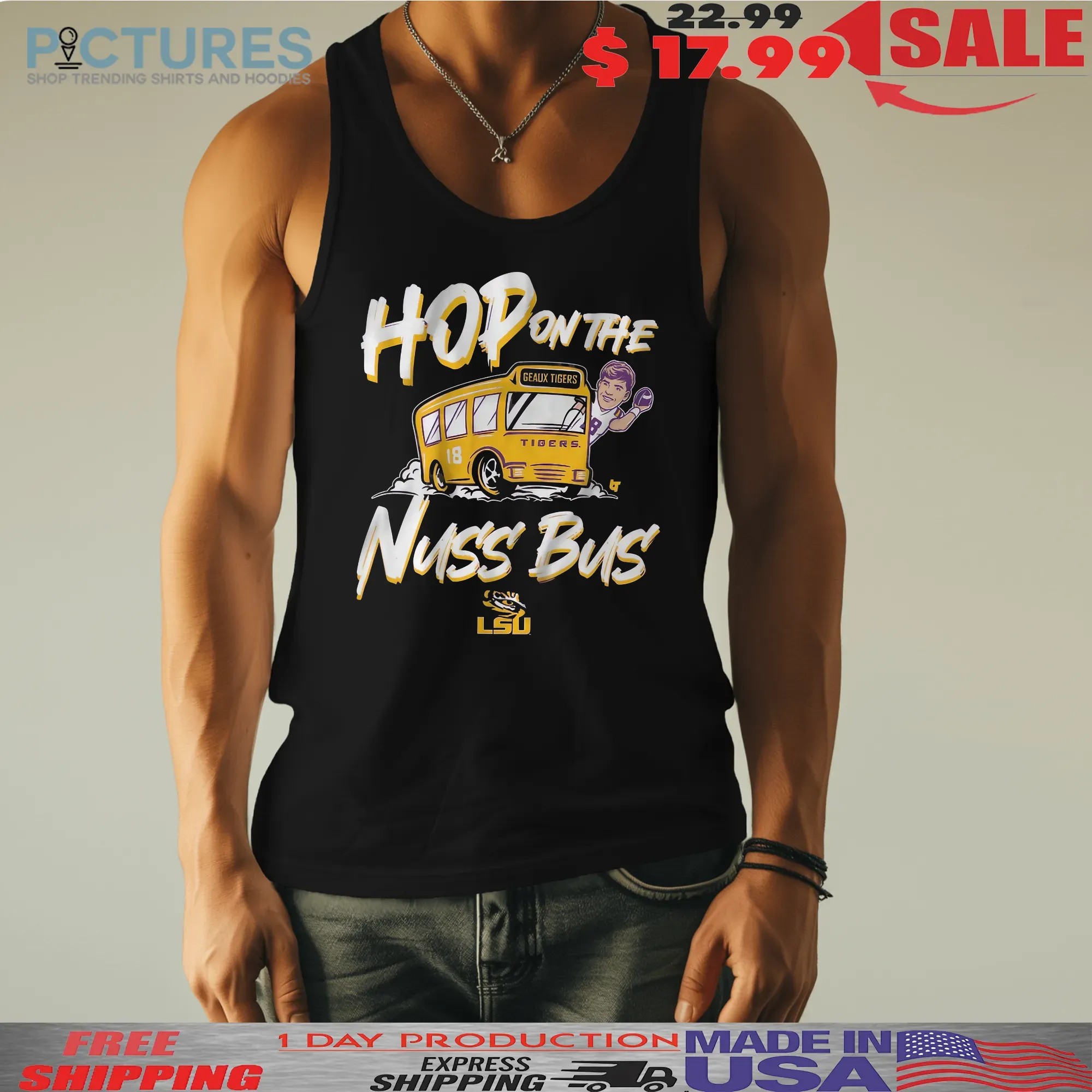LSU Tiger Football Garrett Nussmeier Hop On The Nuss Bus T Shirt ...