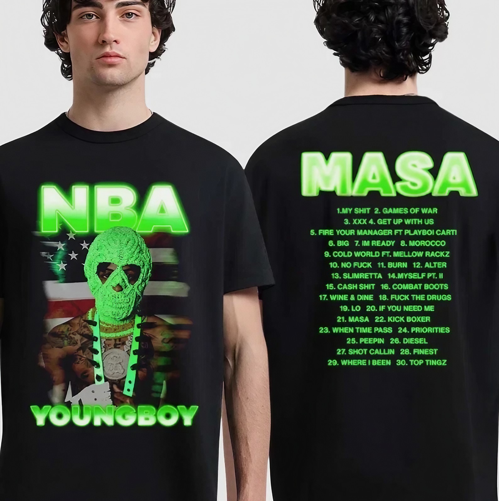 NBA YoungBoy Masa Tour 2025 Merch Double Sided T Shirt • Picturestees ...