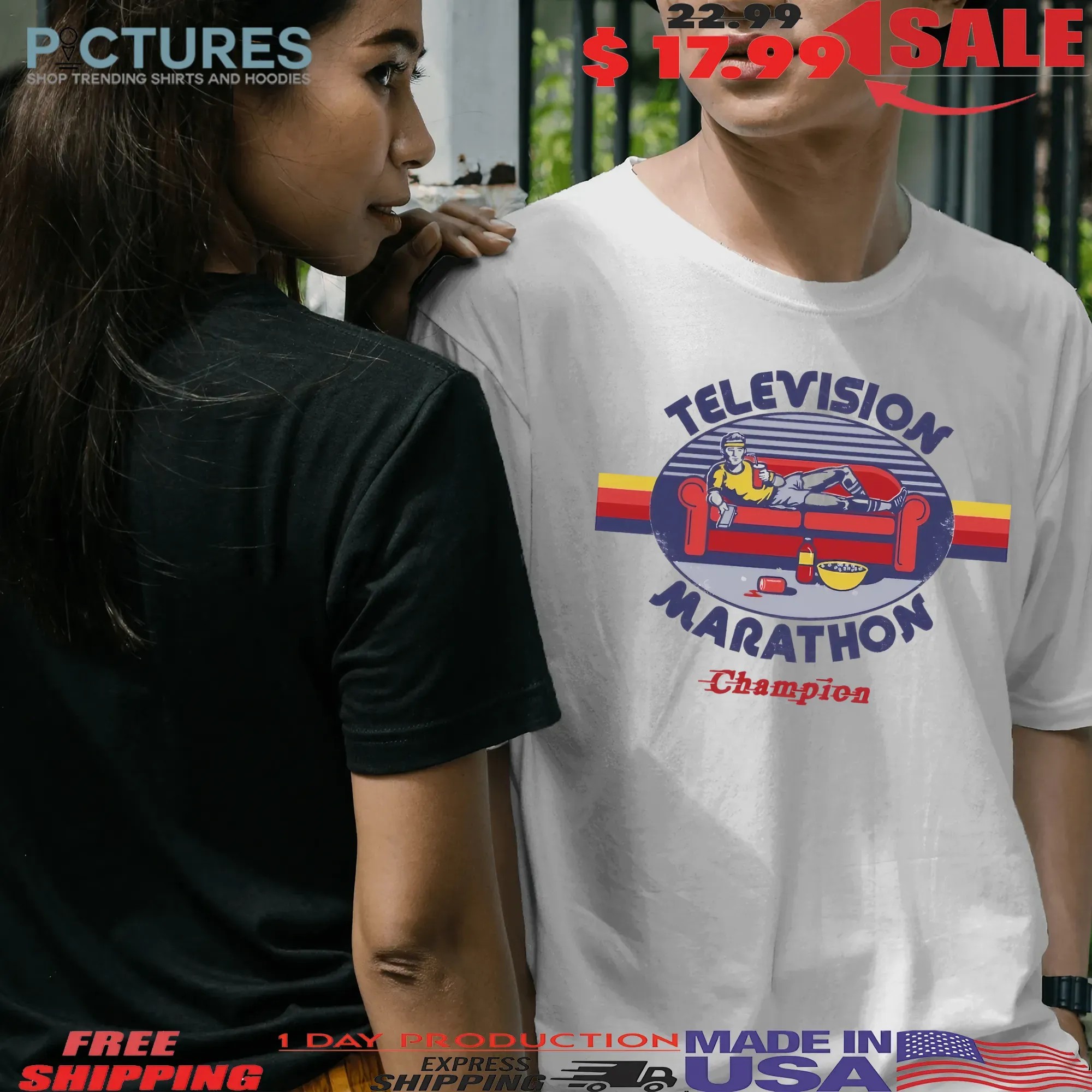 Television Marathon Champion Stripe Meme T Shirt • Picturestees ...