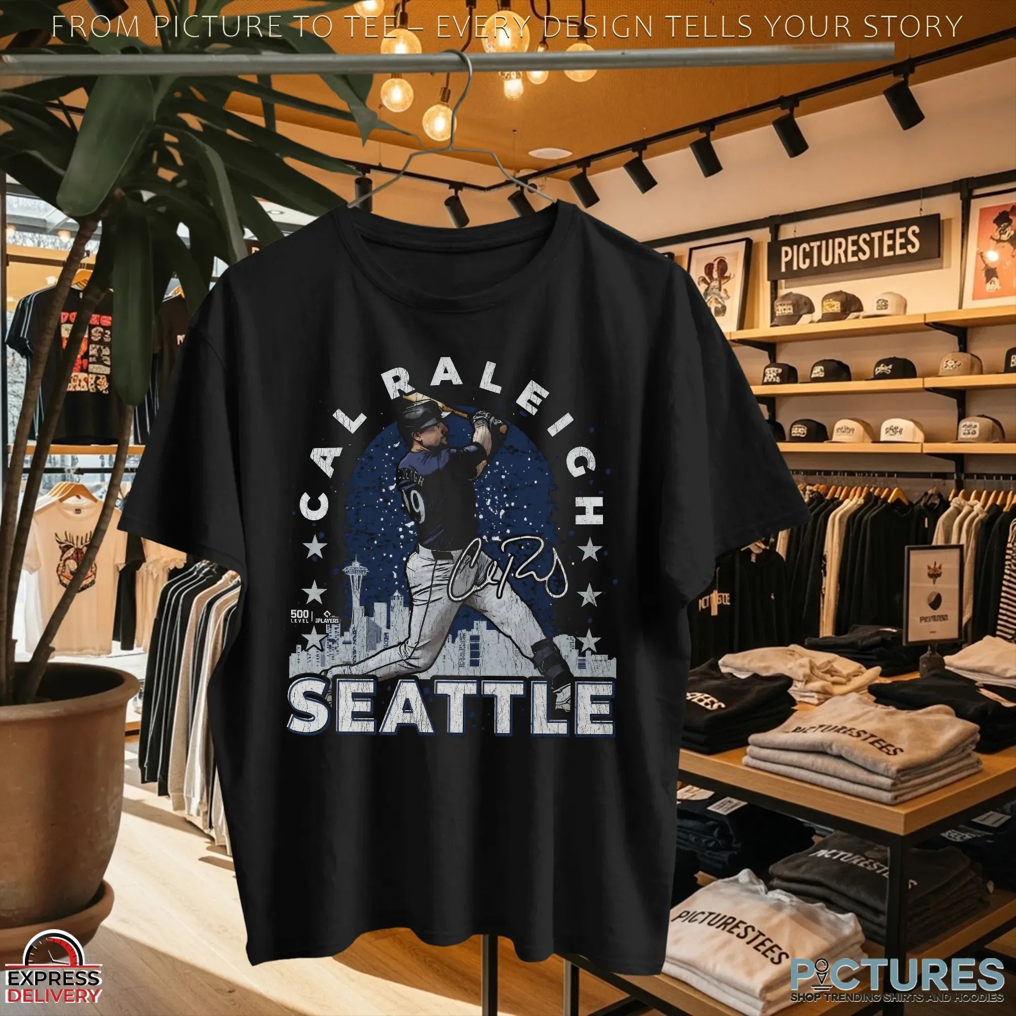 Cal Raleigh Seattle Gritty City Skyline Signature T Shirt ...