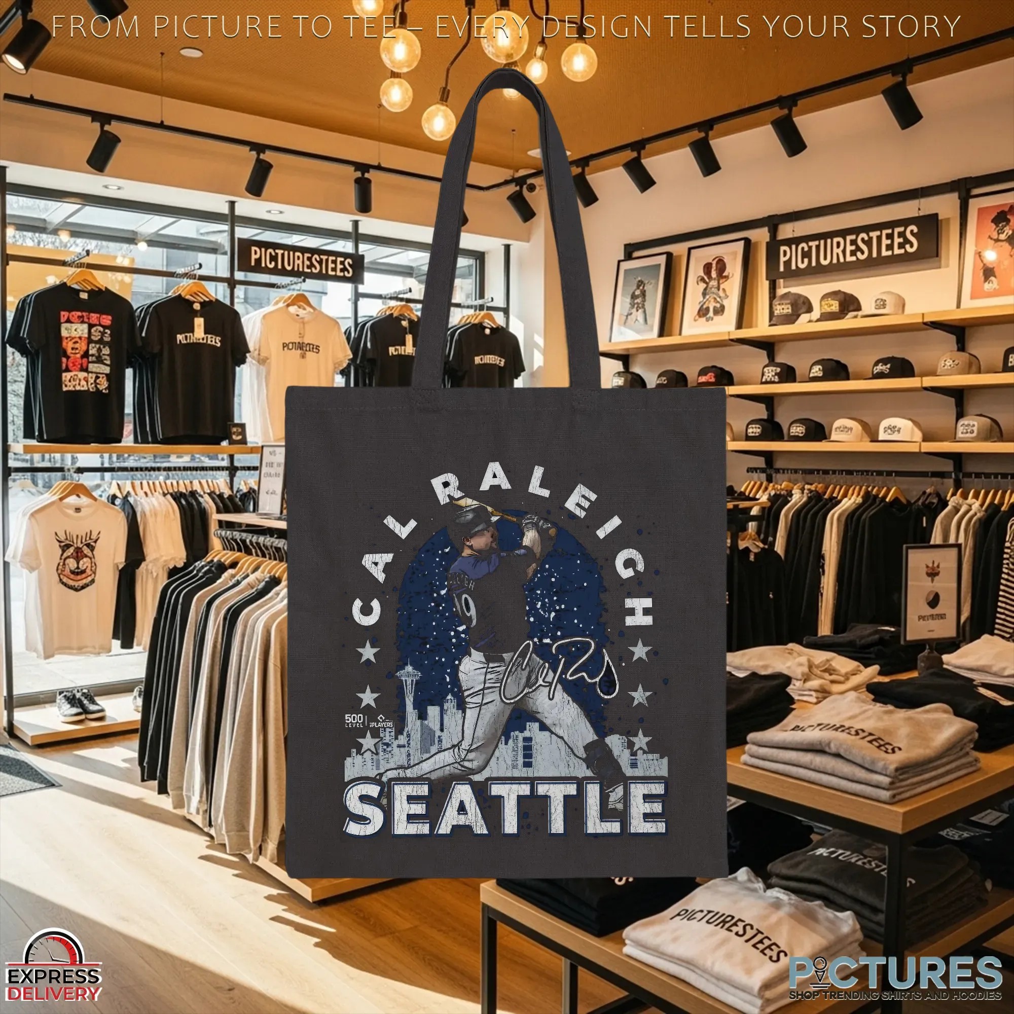 Cal Raleigh Seattle Gritty City Skyline Signature T Shirt ...