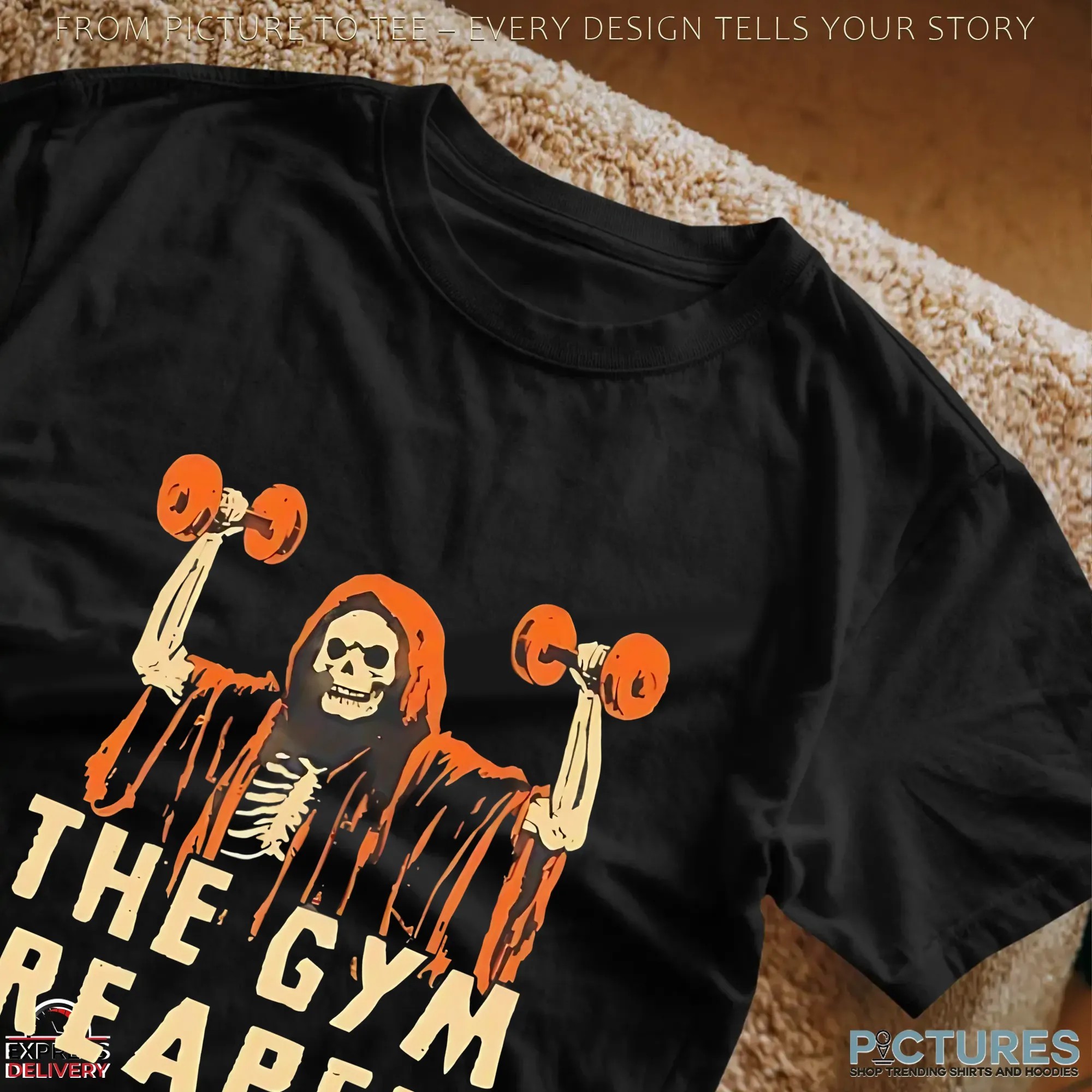 Death The Gym Reaper Halloween Shirt • Picturestees Clothing LLC