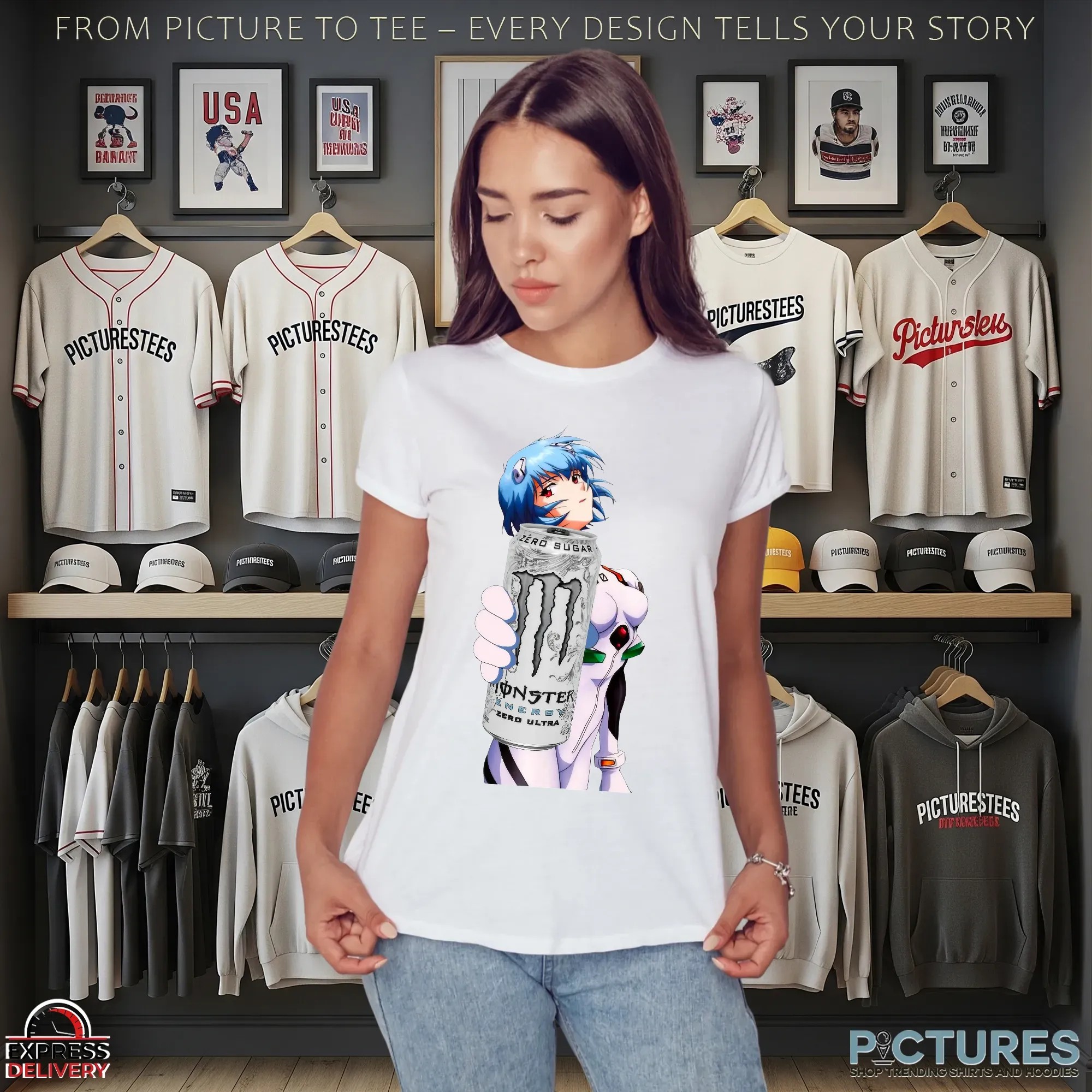 Rei Ayanami Monster Energy Neon Genesis Evangelion Anime Mashup T Shirt ...