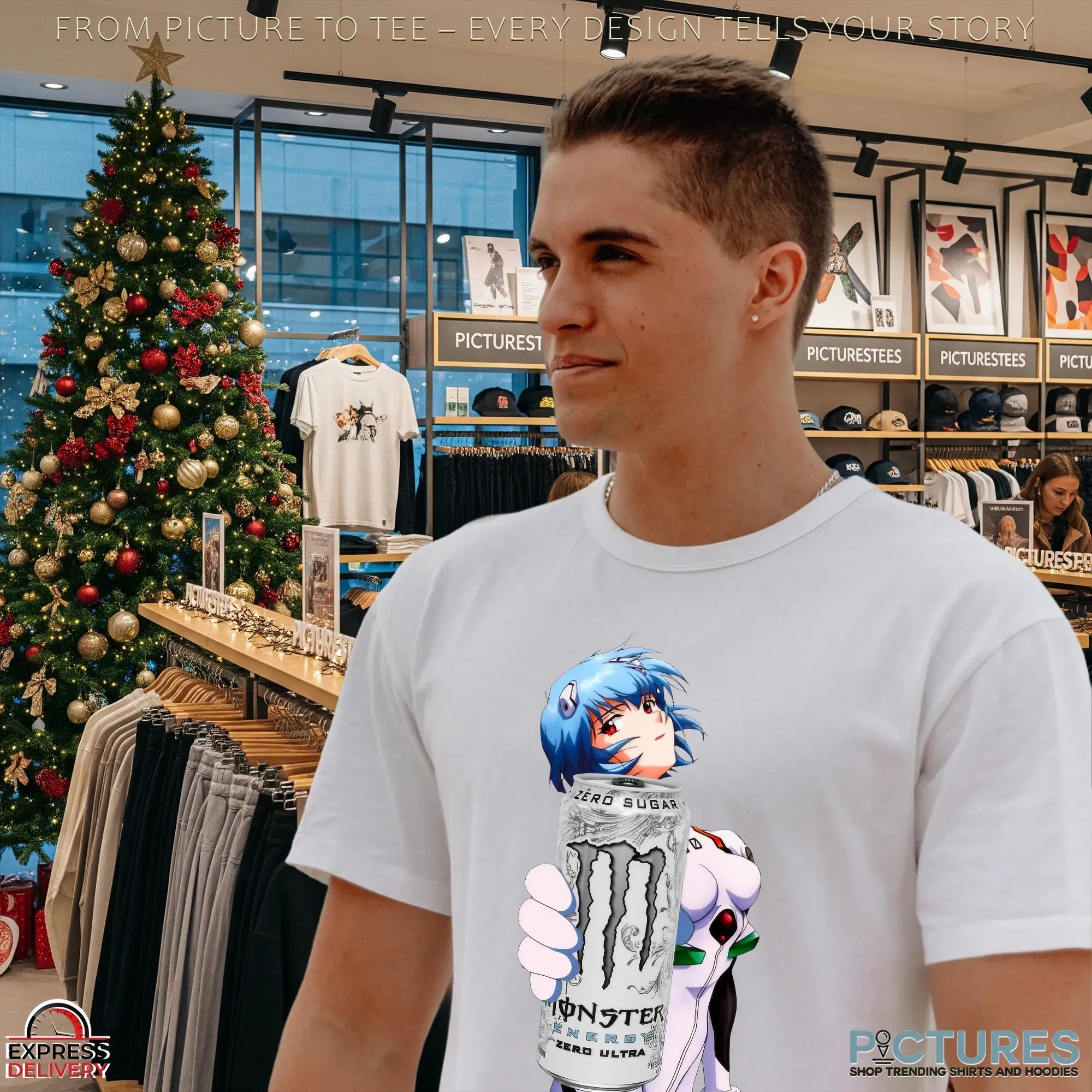 Rei Ayanami Monster Energy Neon Genesis Evangelion Anime Mashup T Shirt ...