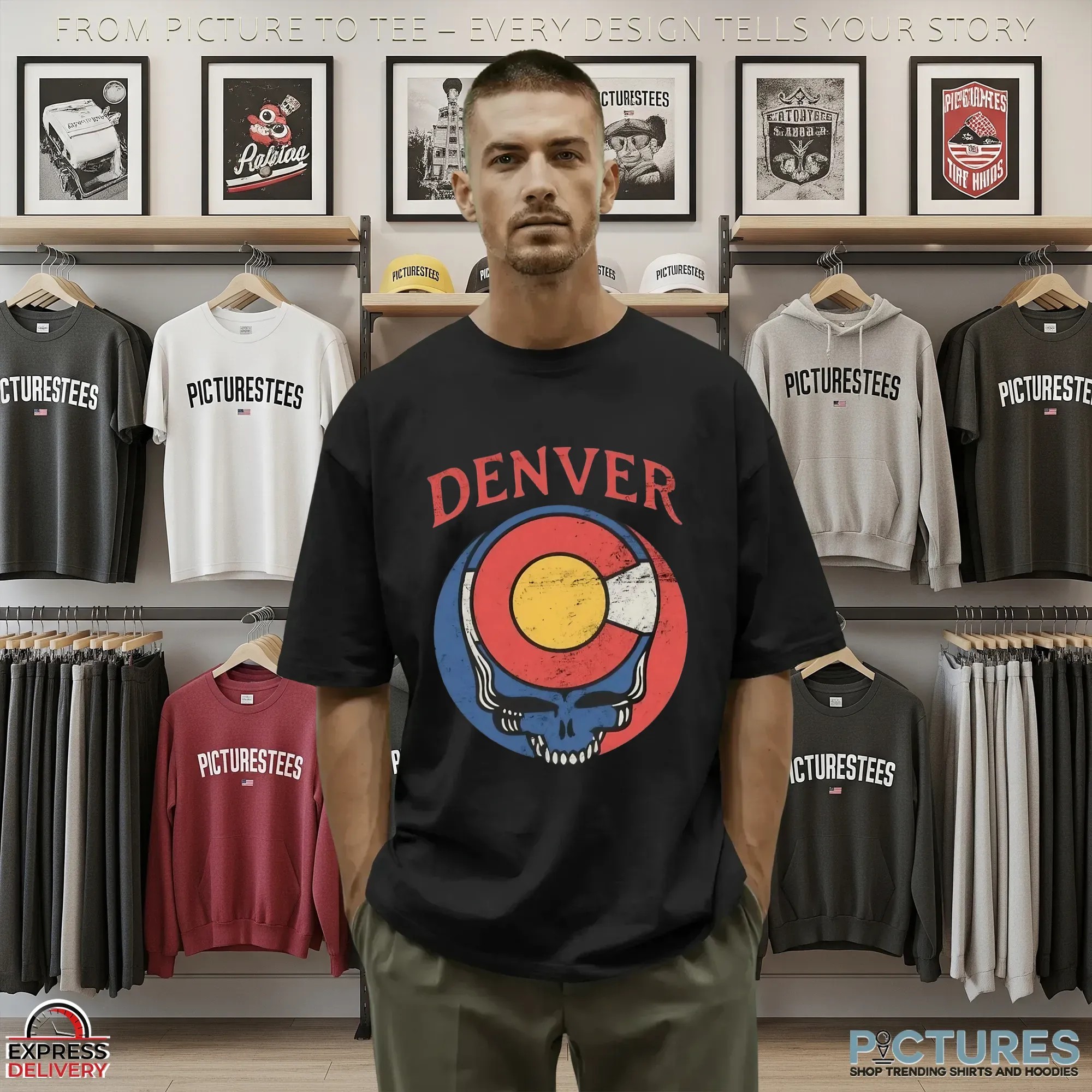 Skull Grateful Dead Denver Colorado Flag T Shirt • Picturestees ...