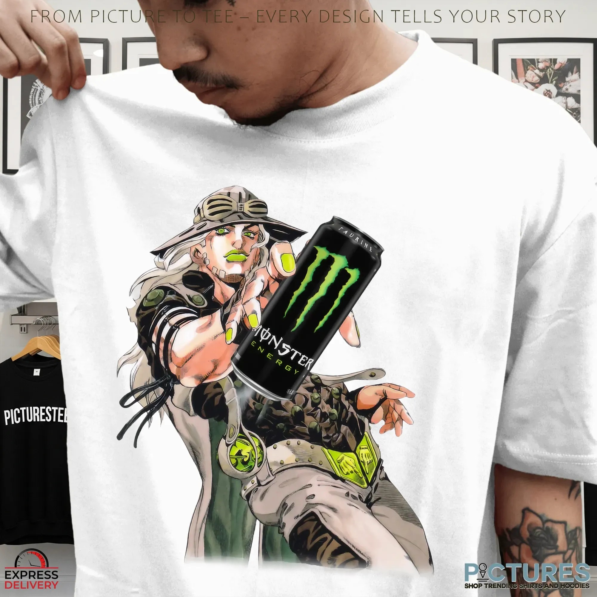 Gyro Zeppeli JoJo's Bizarre Adventure Monster Energy Mashup T Shirt ...