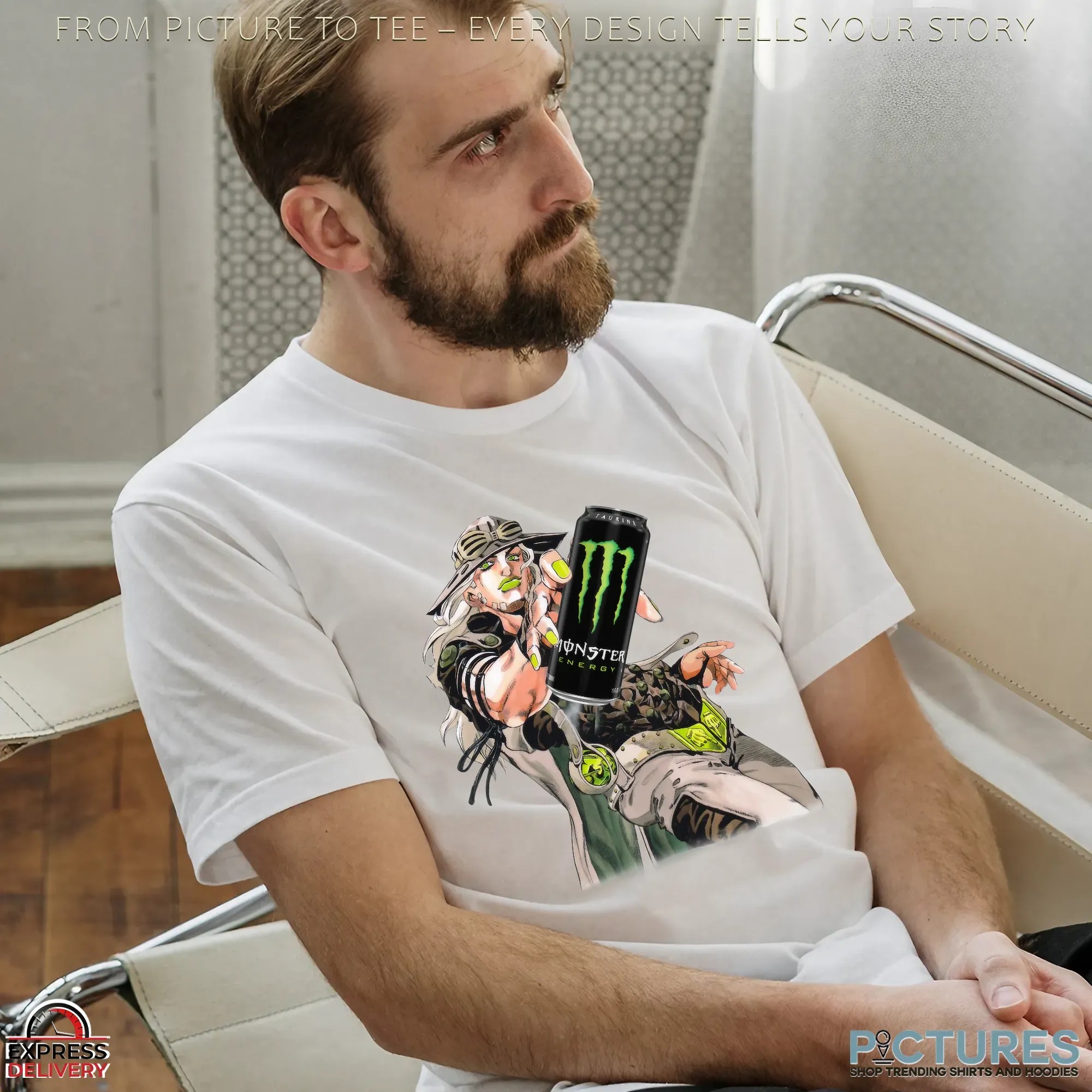 Gyro Zeppeli JoJo's Bizarre Adventure Monster Energy Mashup T Shirt ...