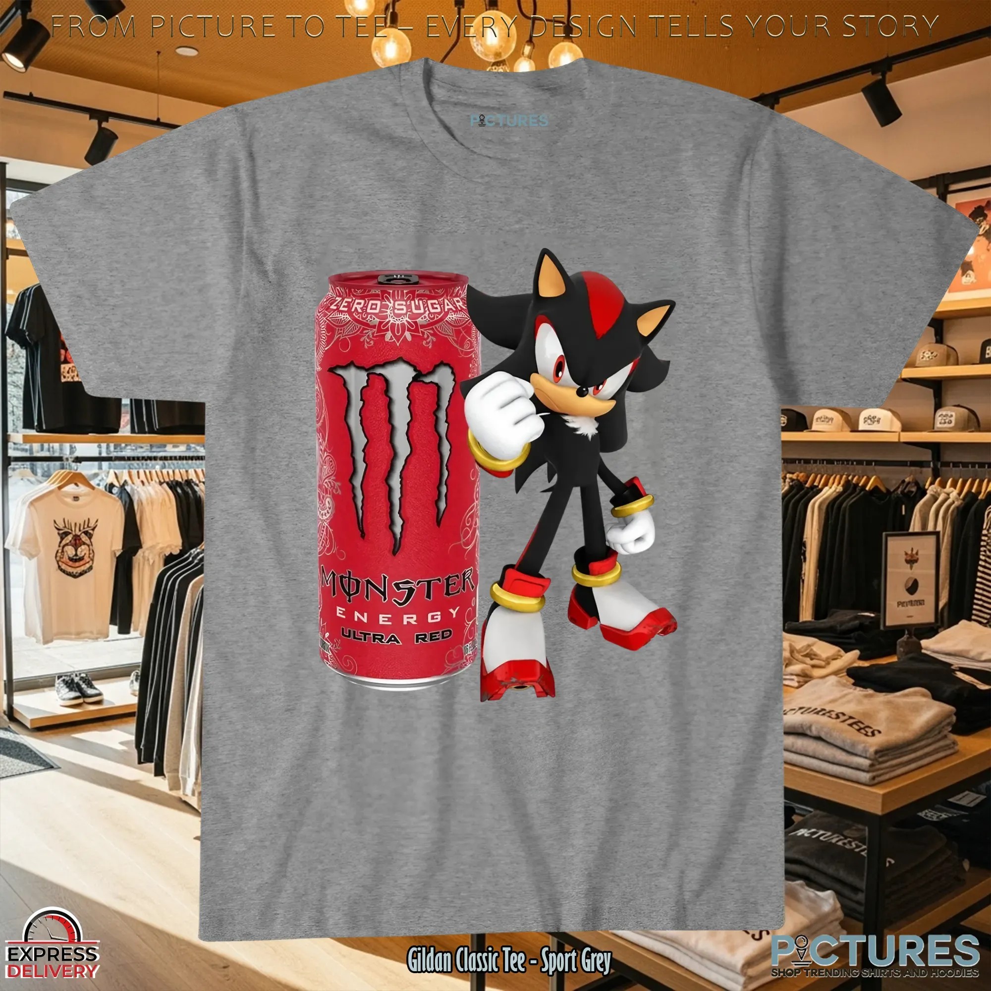 Shadow The Hedgehog Monster Energy Ultra Red T Shirt • Picturestees ...